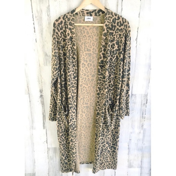 LNA | Sweaters | Lna Leopard Print Duster Cardigan Fleece | Poshmark